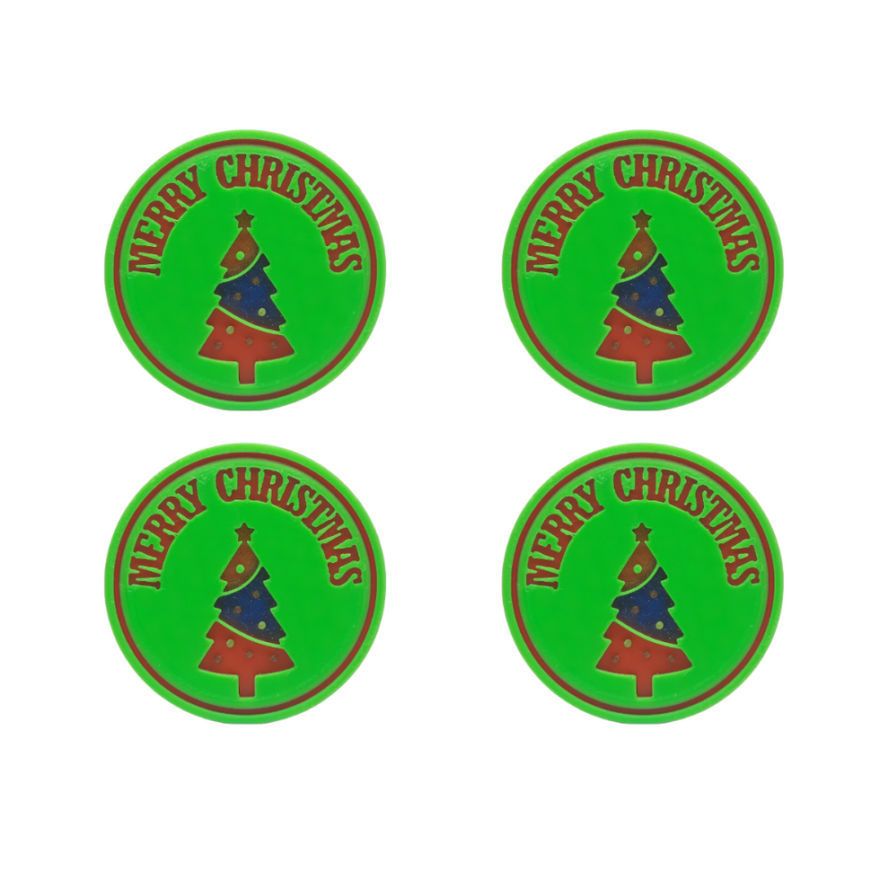 3D Printed Christmas Theme Coasters - 4 Pack (Tree) – Custom 3D